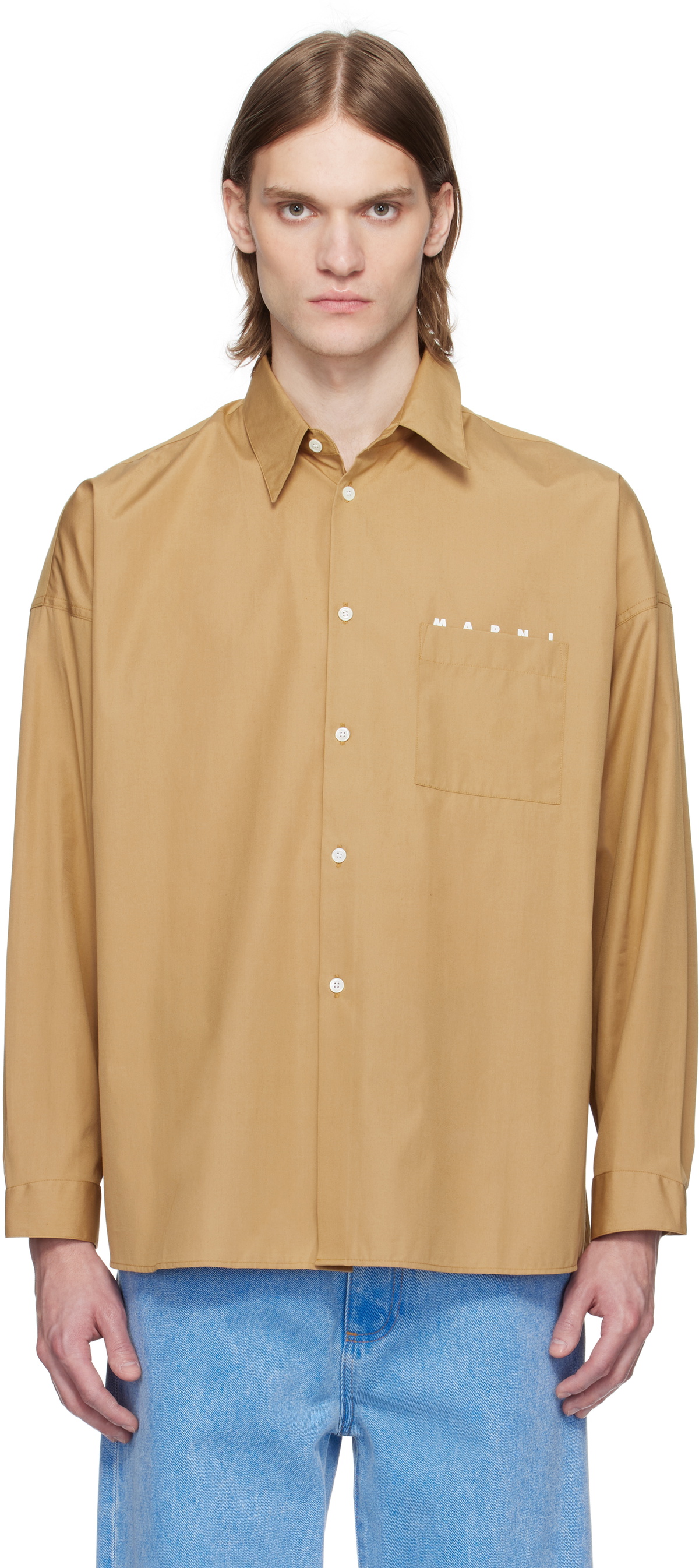 Marni Tan Peeping 'Marni' Logo Shirt Marni