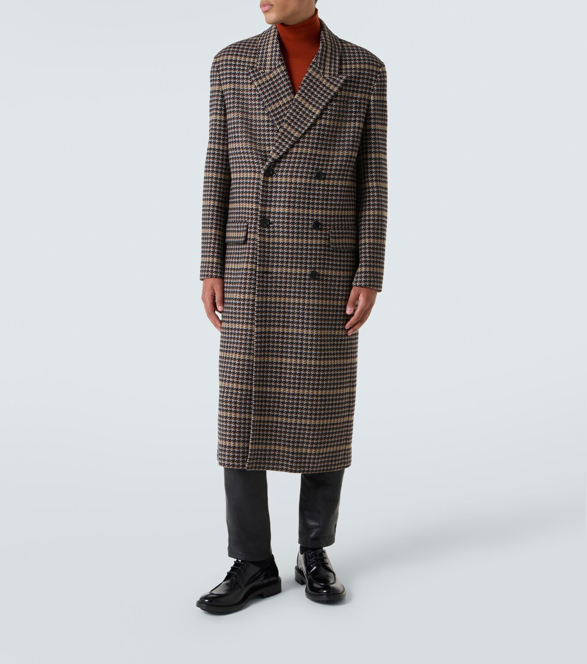 Saint Laurent Houndstooth double-breasted wool overcoat Saint Laurent