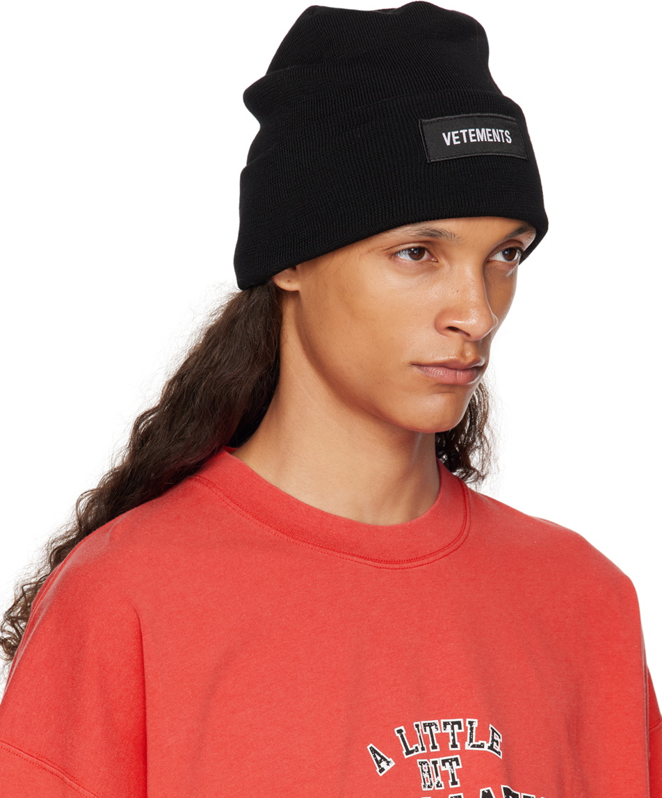 VETEMENTS Black Blackout Logo Beanie Vetements