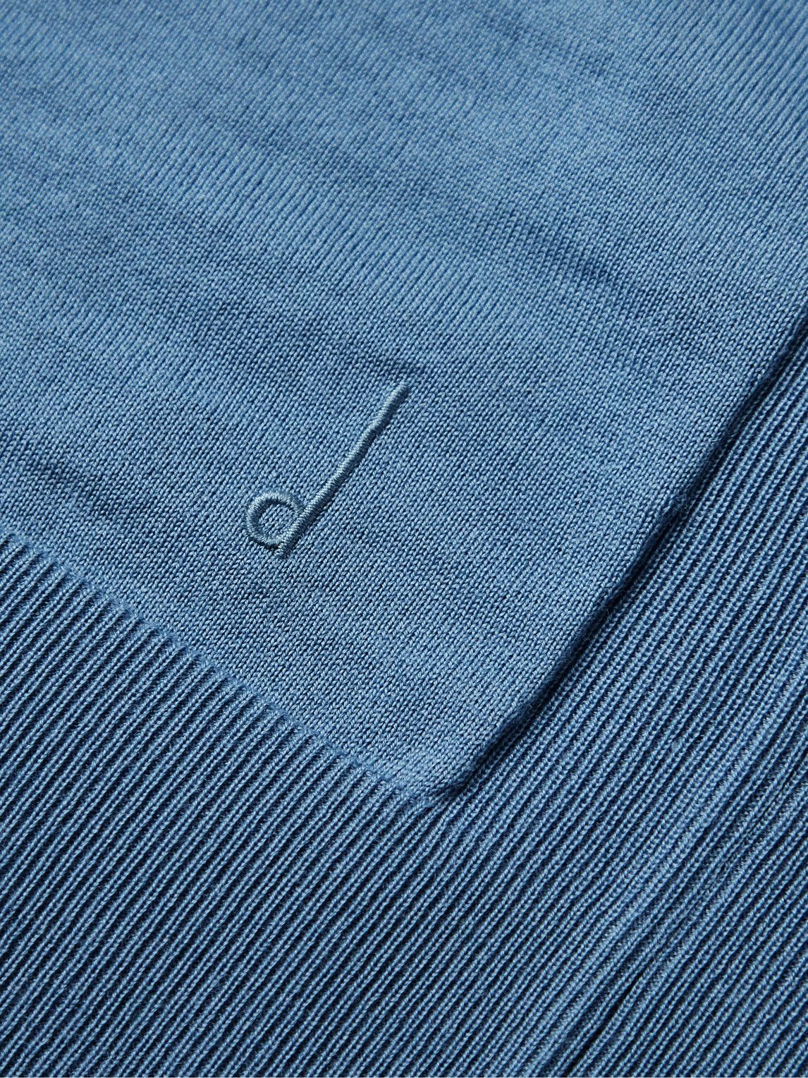 Dunhill - Logo-Embroidered Wool Zip-Up Sweater - Blue Dunhill
