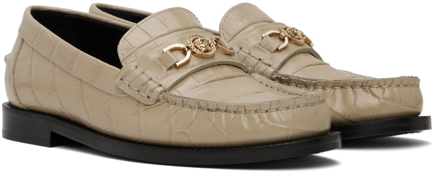 Versace Beige Croc-Effect Medusa '95 Loafers Versace