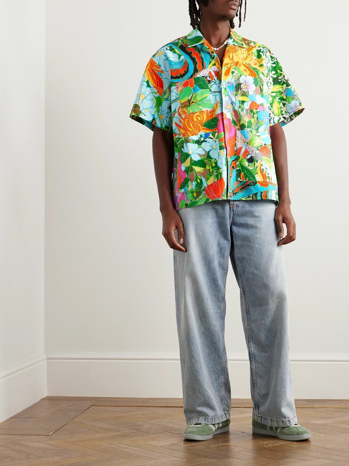 SKY HIGH FARM - Camp-Collar Printed Cotton Shirt - Green Sky High Farm ...