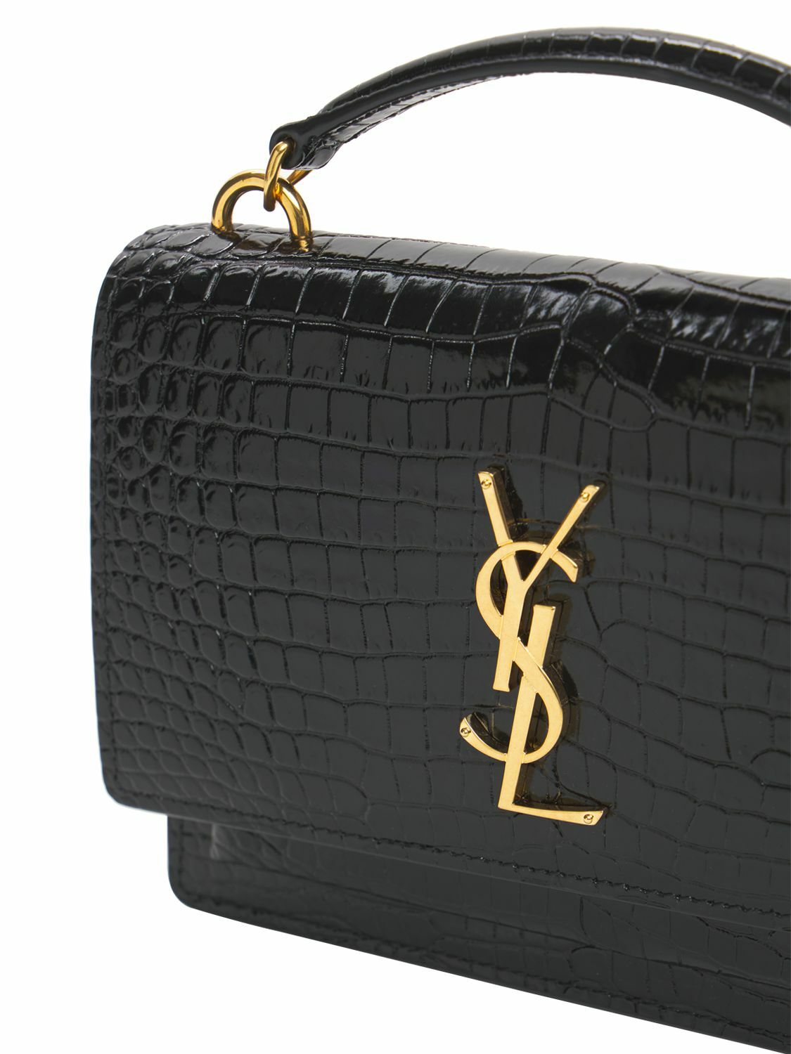 SAINT LAURENT - Sunset Croc Embossed Chain Wallet Saint Laurent