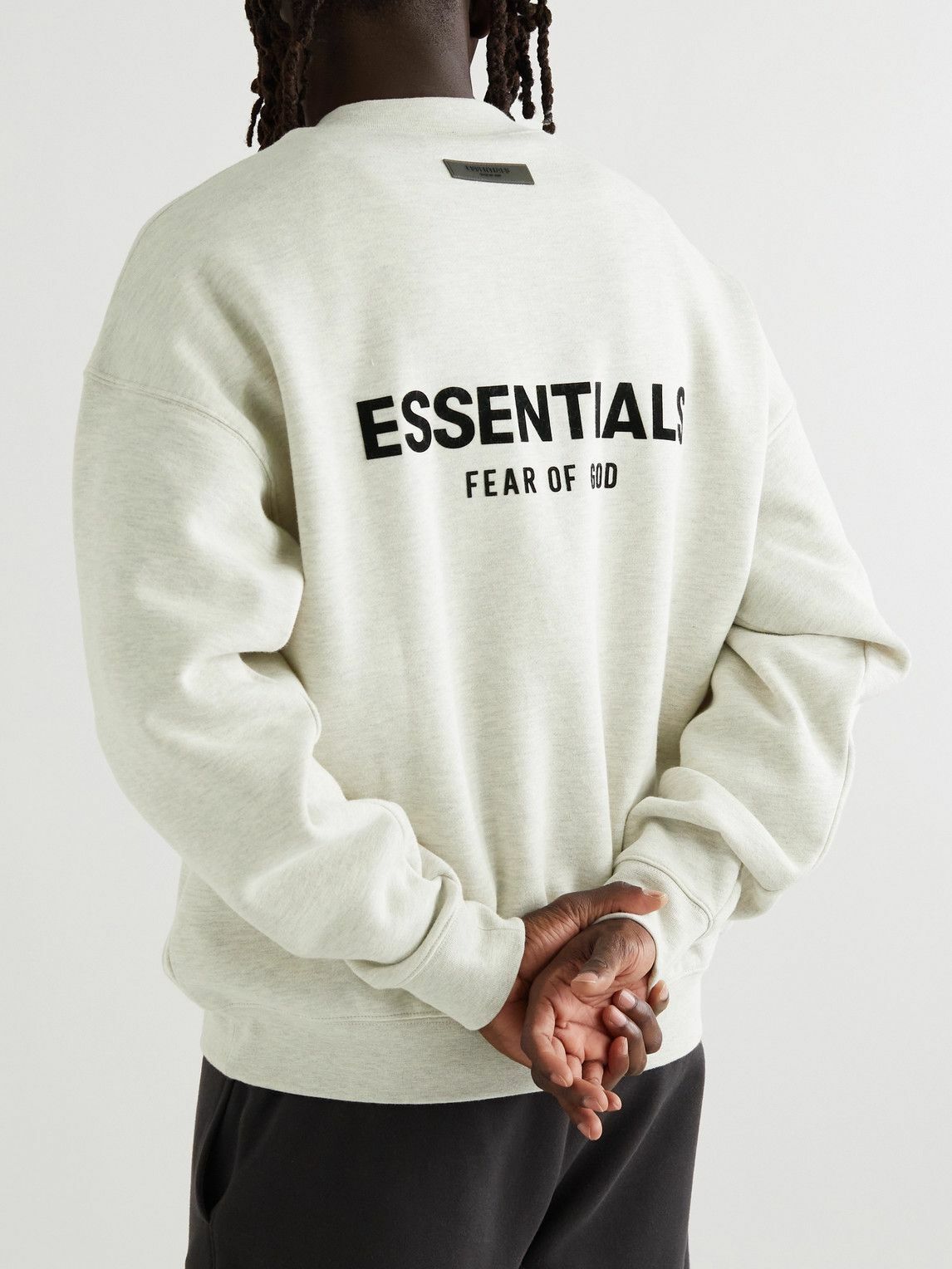 FEAR OF GOD ESSENTIALS - Logo-Flocked Cotton-Blend Jersey Sweatshirt ...