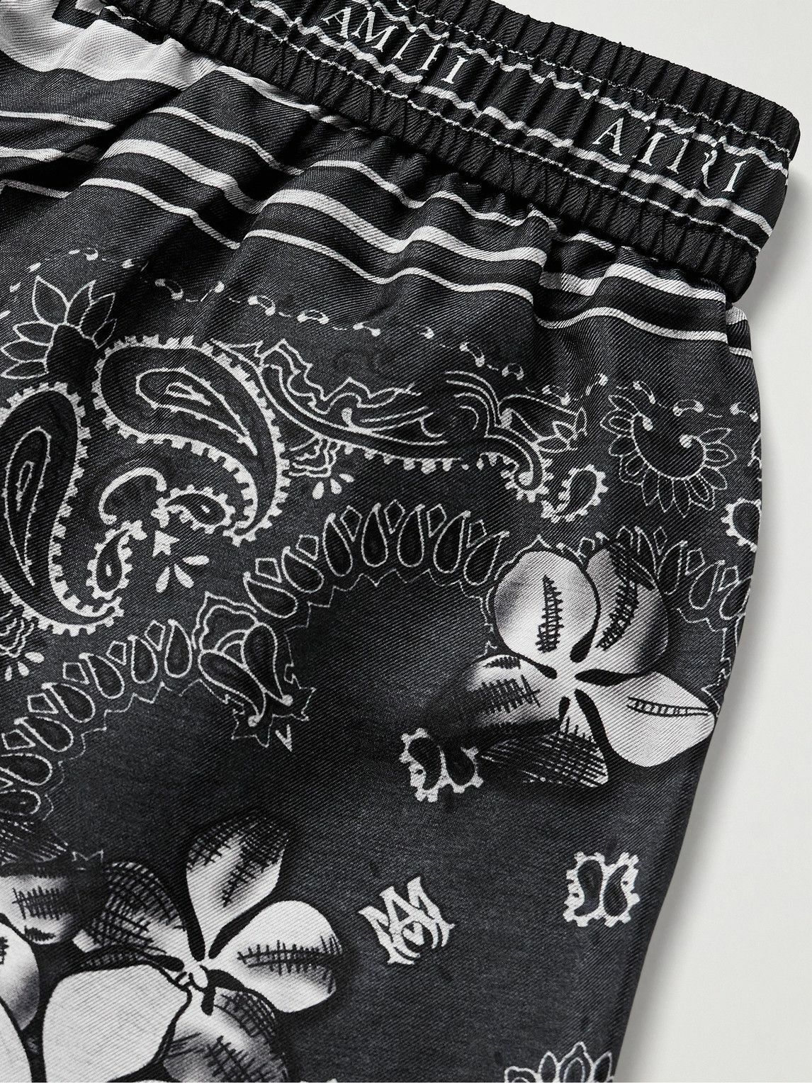 AMIRI - Straight-Leg Printed Silk-Twill Shorts - Gray Amiri