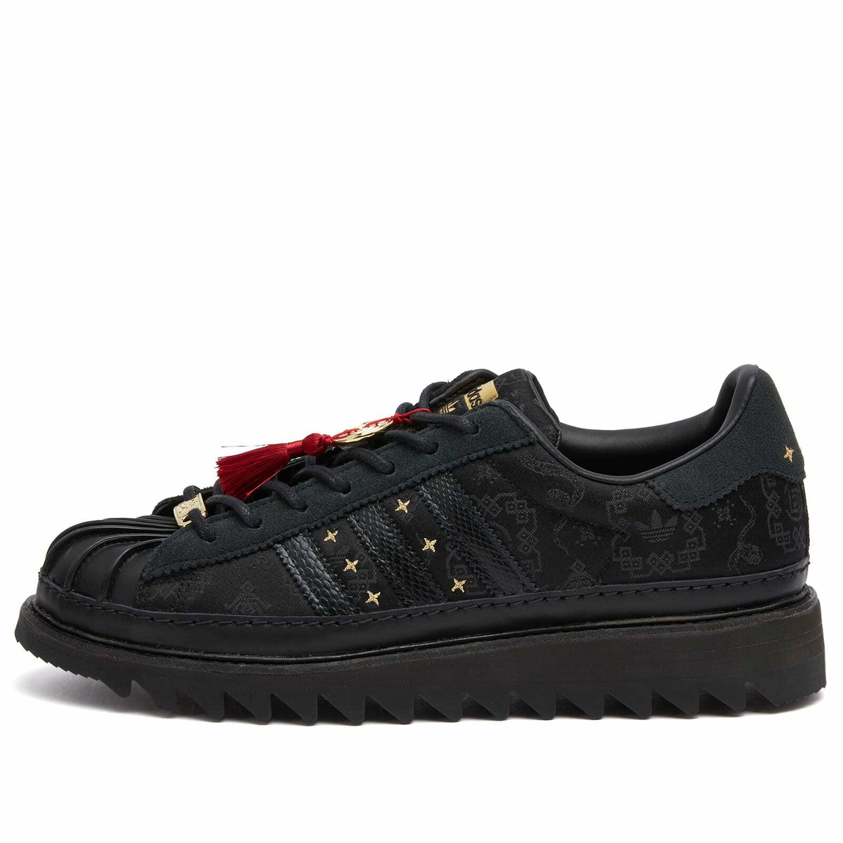 Adidas x Clot Superstar Sneaker in Core Black/Carbon/Gold Metal adidas