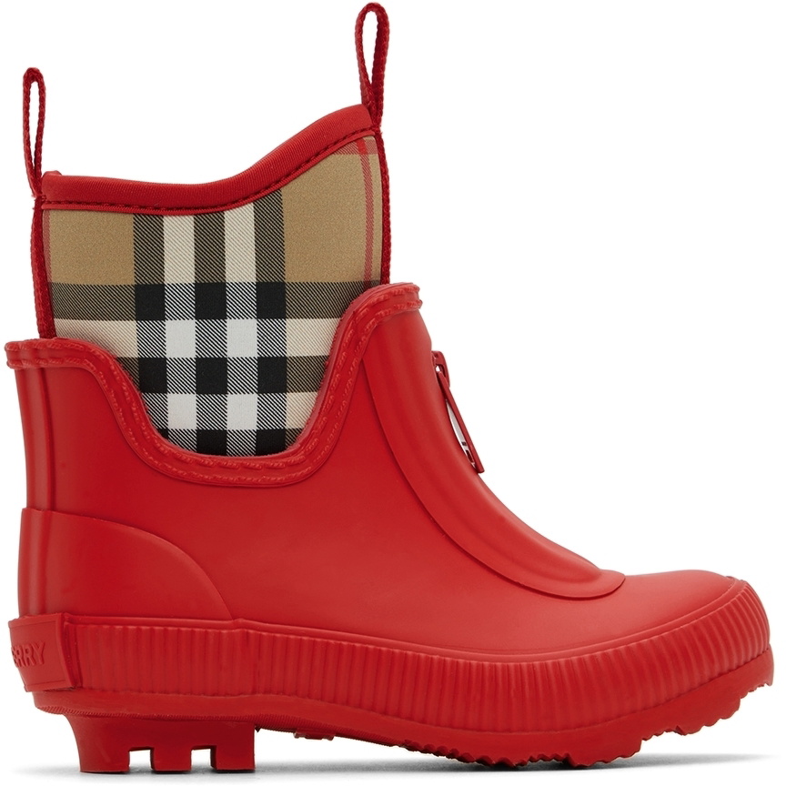 Burberry Kids Red Vintage Check Rain Boots Burberry