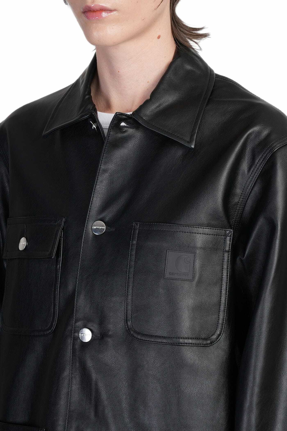 Carhartt Michigan Jacket Leather Jacket In Black Faux Leather Carhartt WIP