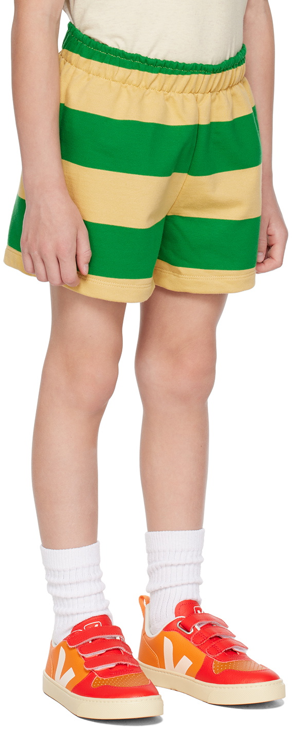 TINYCOTTONS Kids Beige & Green Stripes Shorts TINYCOTTONS
