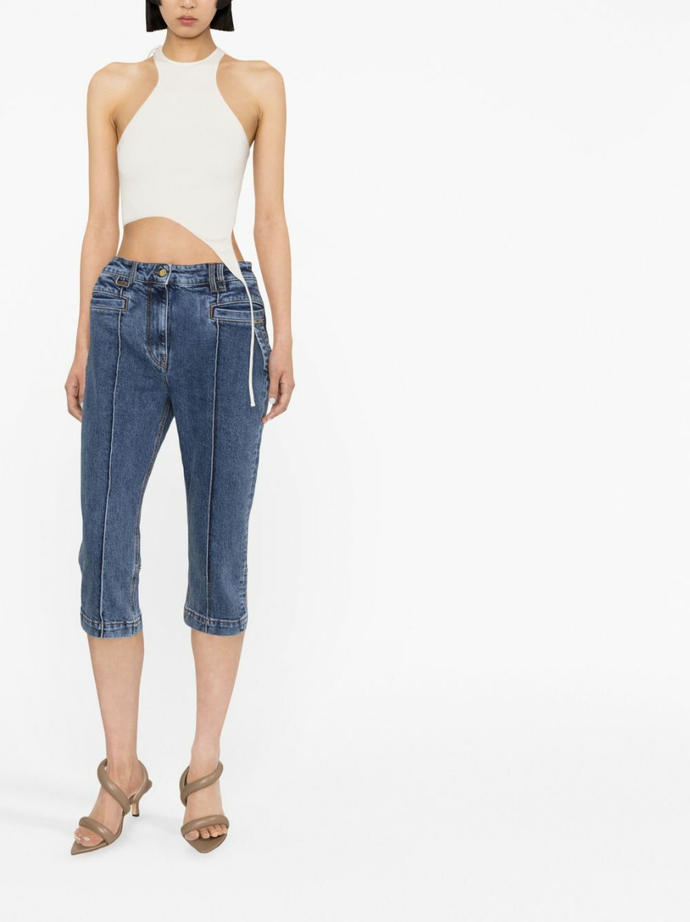 ANDREĀDAMO Neutral Ribbed Halterneck Crop Top ANDREADAMO