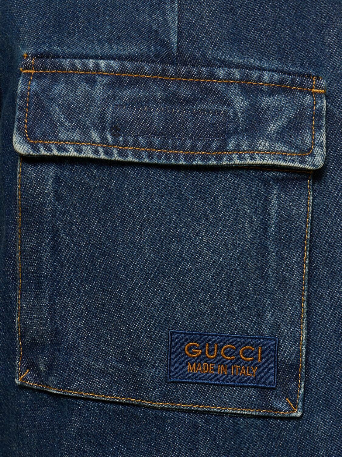 GUCCI - Organic Denim Cargo Pants Gucci