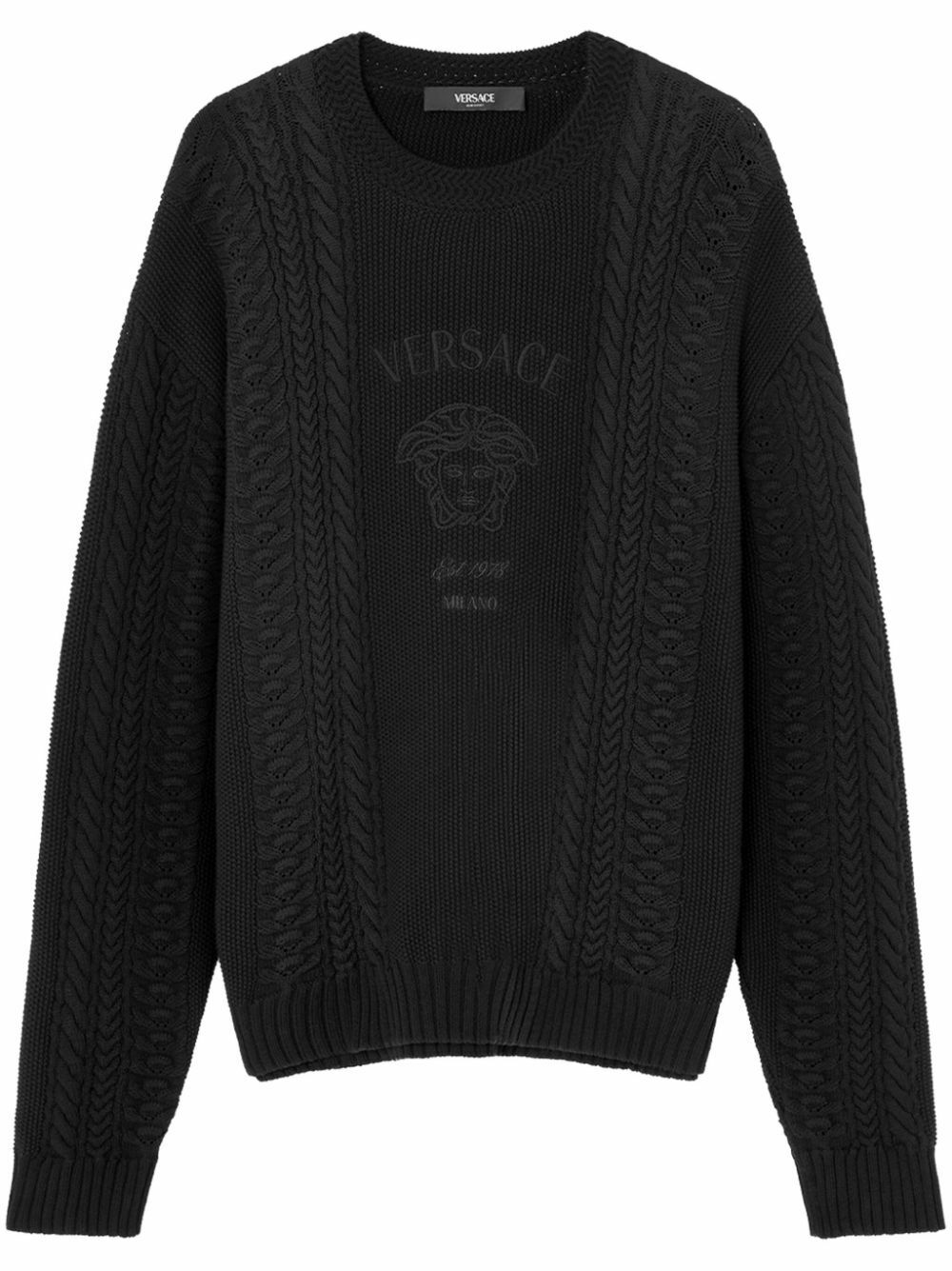 Versace Black Medusa Milano Cable-Knit Sweater Versace