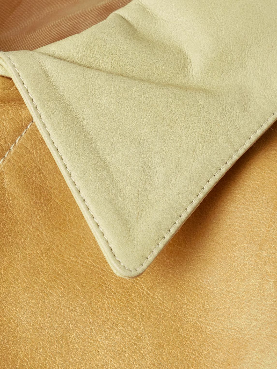 BODE - Fringed Two-Tone Leather Jacket - Yellow Bode