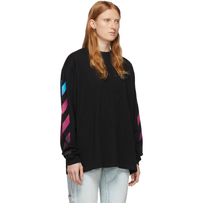 Off-White Black Gradient Diag Long Sleeve T-Shirt Off-White
