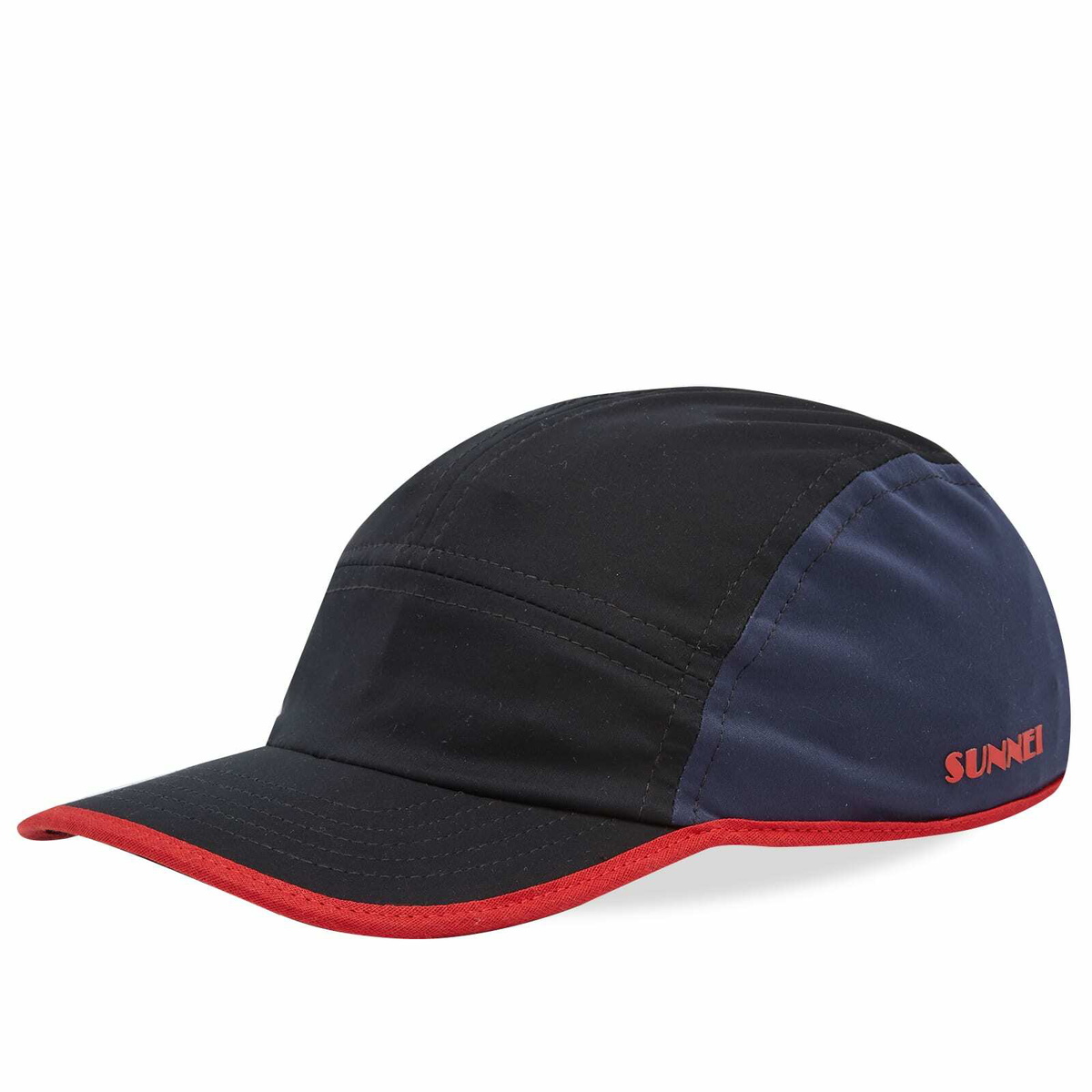 Sunnei Men's 5 Panel Logo Cap in Black/Red Sunnei