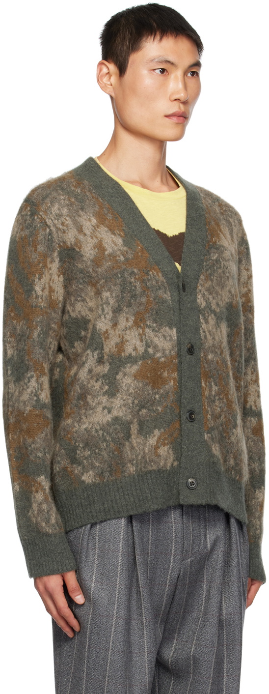 Vince Brown Abstract Floral Cardigan Vince