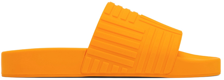 Bottega Veneta Orange Rubber Slides Bottega Veneta