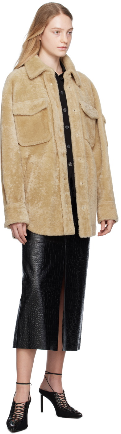 Helmut Lang Tan Flap Pocket Shearling Jacket Helmut Lang