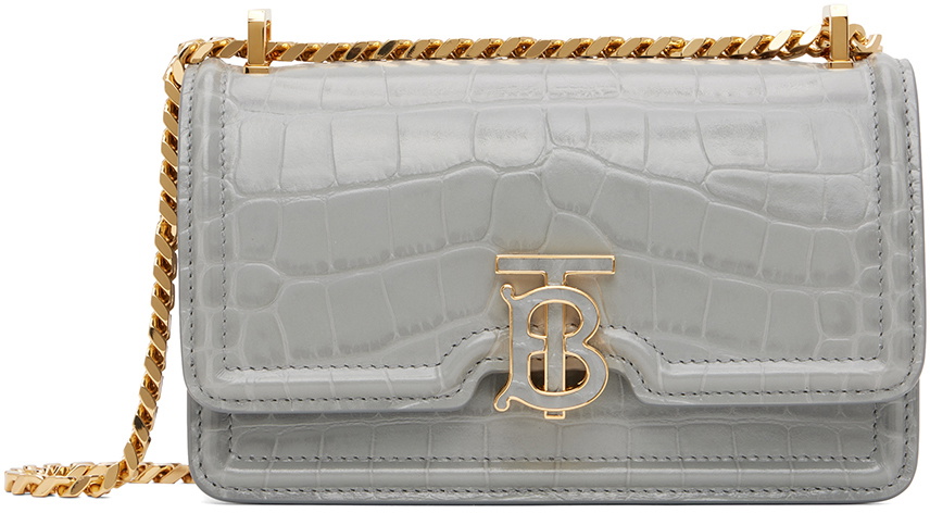 Burberry Gray Croc Mini TB Bag Burberry