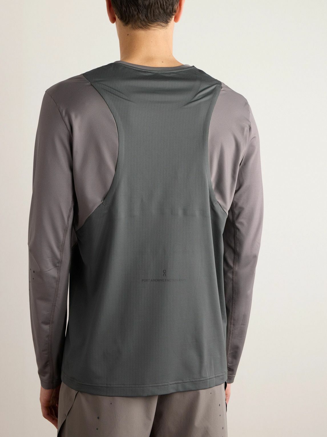 ON - Post Archive Faction Mesh-Panelled Stretch-Jersey T-Shirt - Brown On