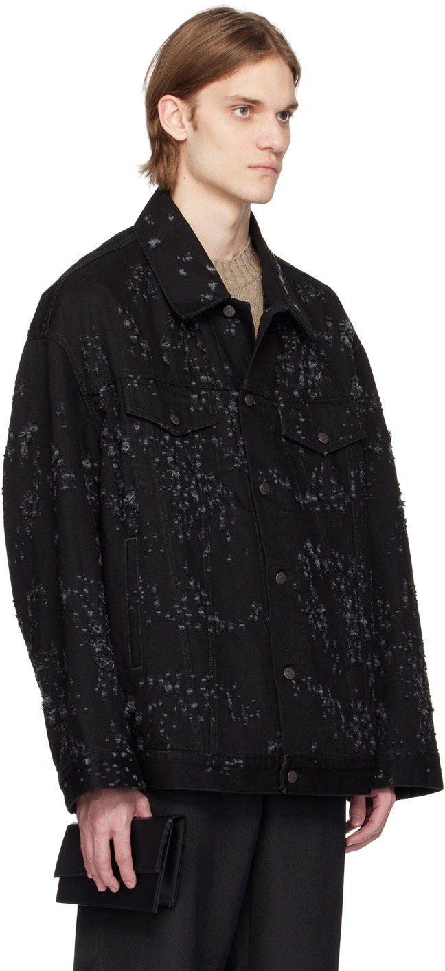 Acne Studios Black Distressed Denim Jacket Acne Studios