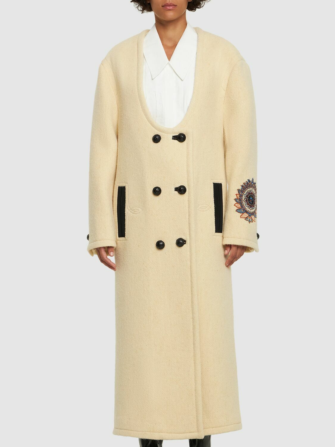 ETRO - Wool & Alpaca Open Front Long Coat Etro