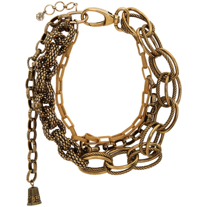 Alexander McQueen Gold Multi Chain Necklace Alexander McQueen