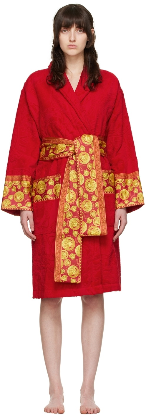 Versace Underwear Red Barocco Bath Robe Versace Underwear