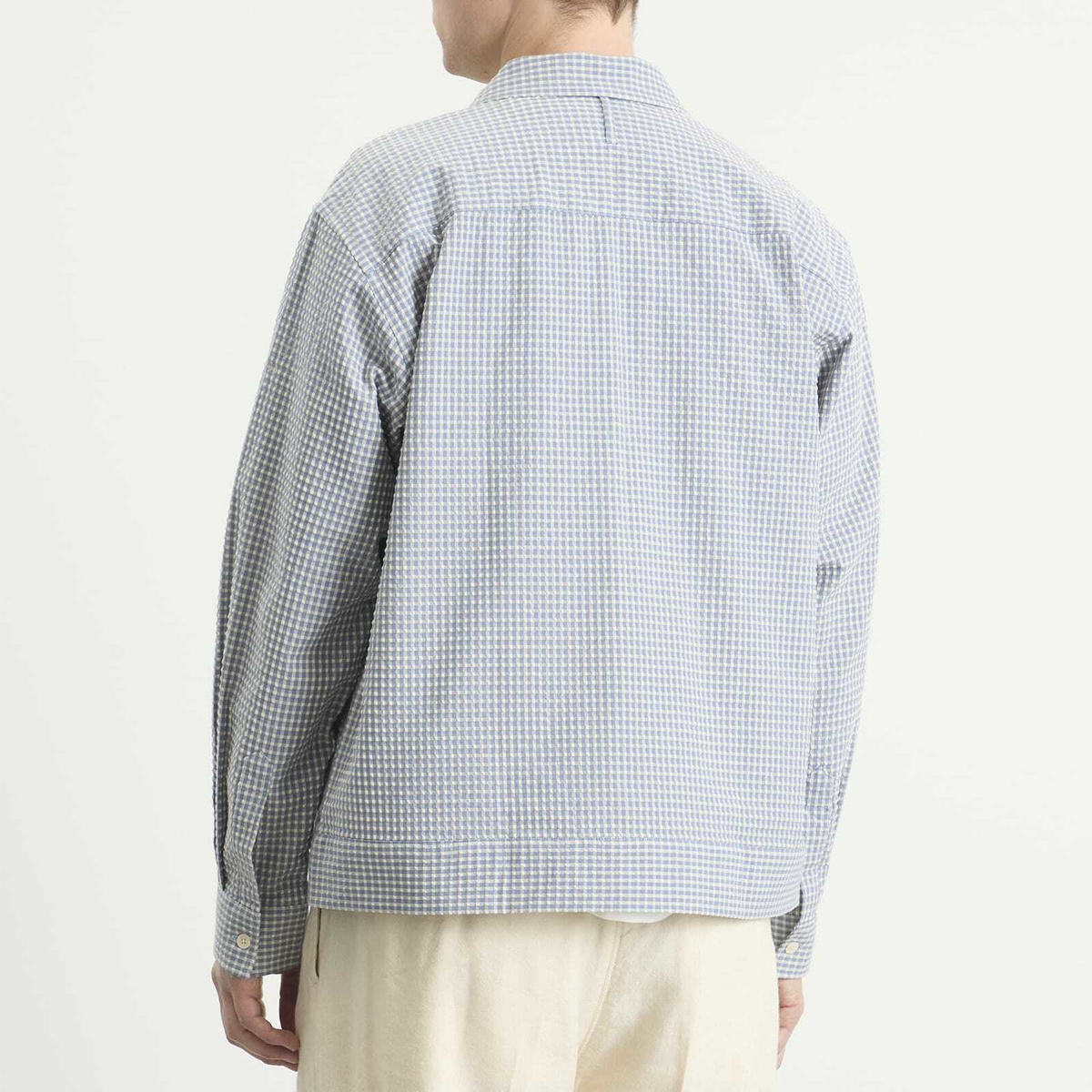 NN07 Men's Reed Check Seersucker Overshirt in Stone Blue NN07