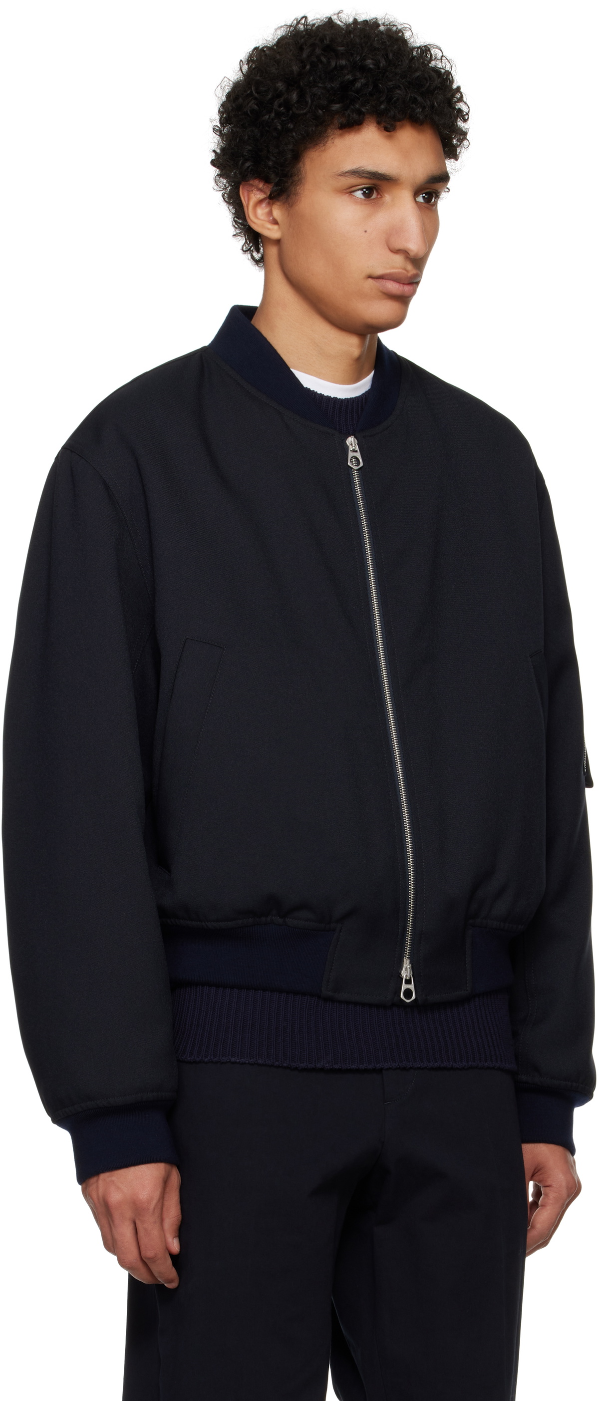 Jil Sander Navy Padded Bomber Jacket Jil Sander