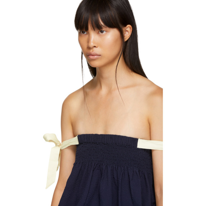 Alexachung Navy Off-the-Shoulder Tank Top Alexachung