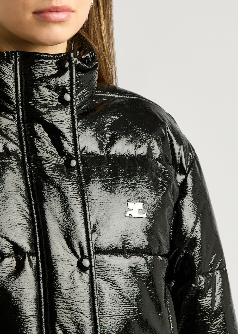 Courrèges Logo Quilted Vinyl Jacket Black Courreges