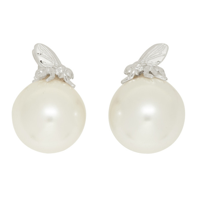 Shushu/Tong White YVMIN Edition Insect Pearl Earrings Shushu/Tong