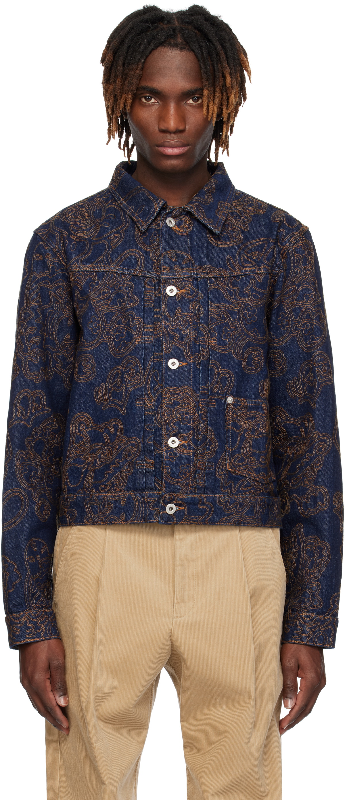 Kenzo Blue Kenzo Paris VERDY Edition Embroidered Denim Trucker Jacket Kenzo