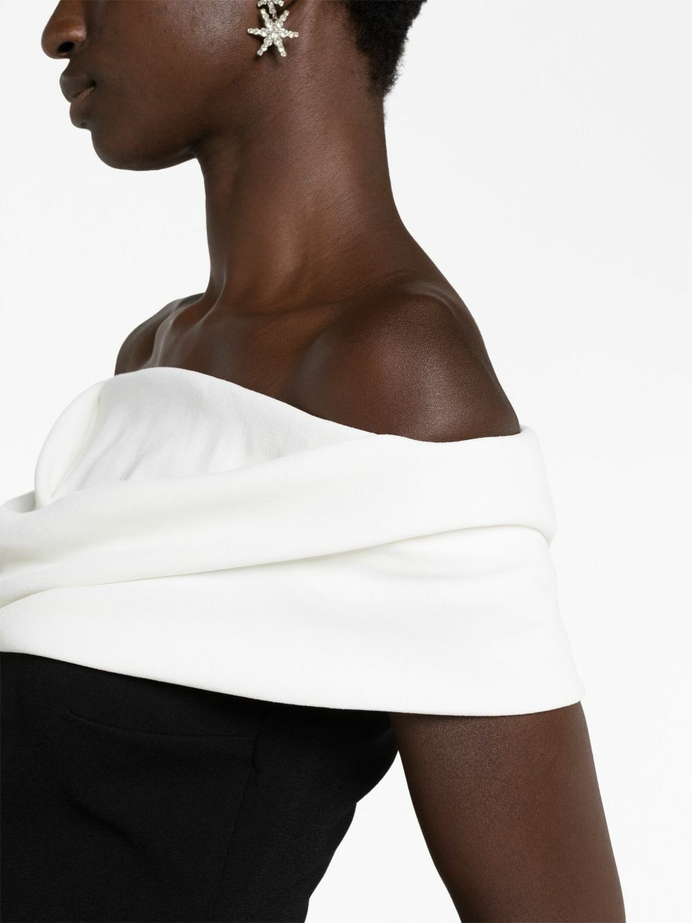 Solace London Black Eva Off-Shoulder Dress Solace London