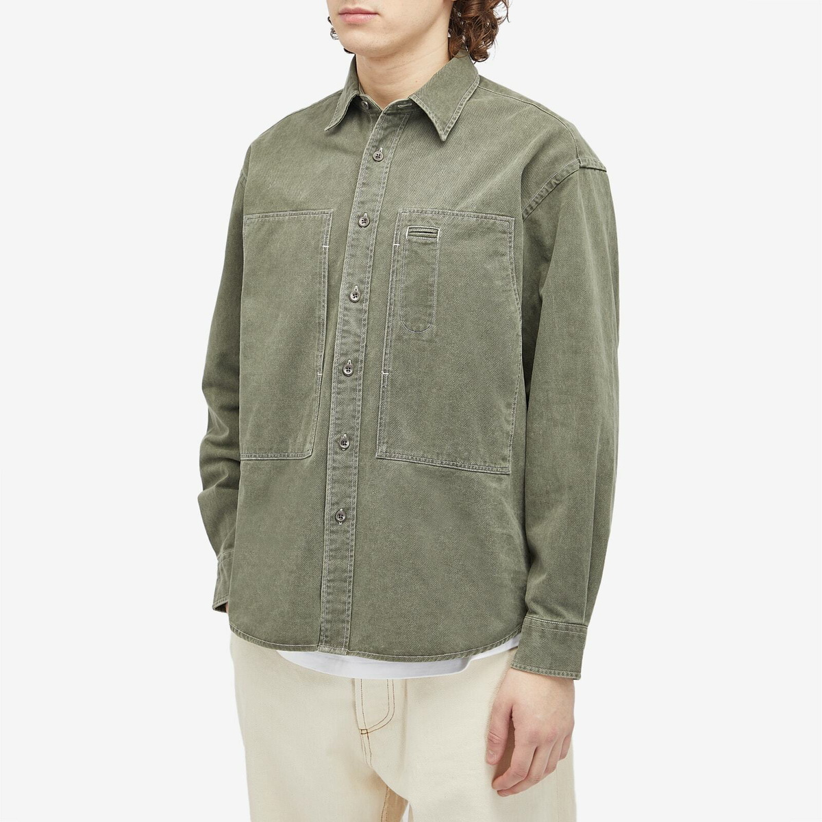 FrizmWORKS Men's Carpenter Pocket Work Shirt in Olive FrizmWORKS