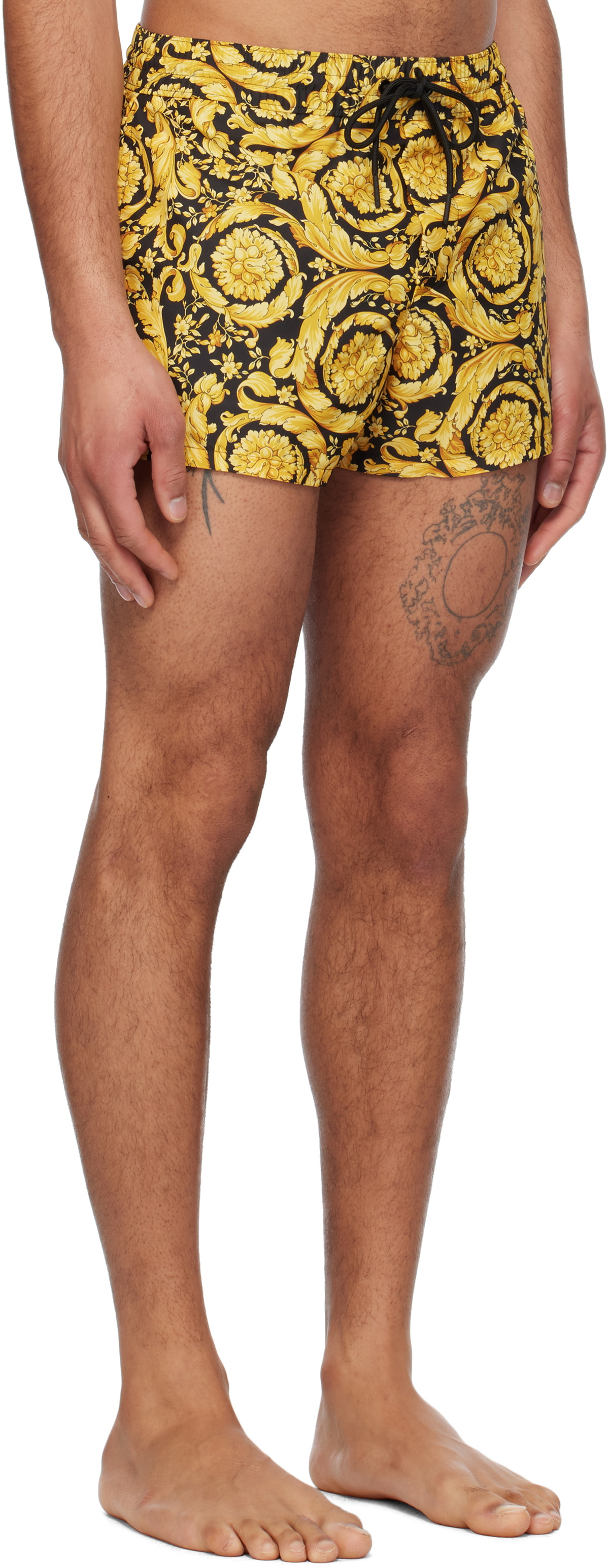 Versace Underwear Yellow & Black Barocco Swim Shorts Versace Underwear