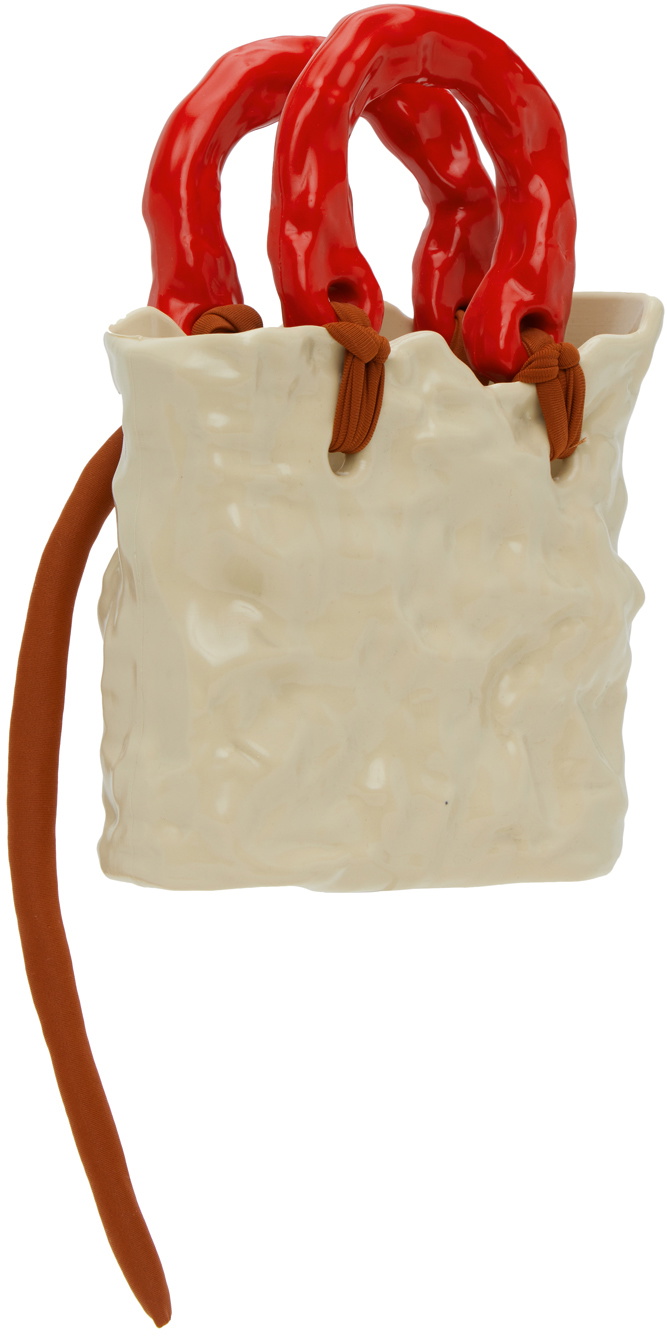 Ottolinger SSENSE Exclusive Beige & Red Signature Ceramic Bag Ottolinger