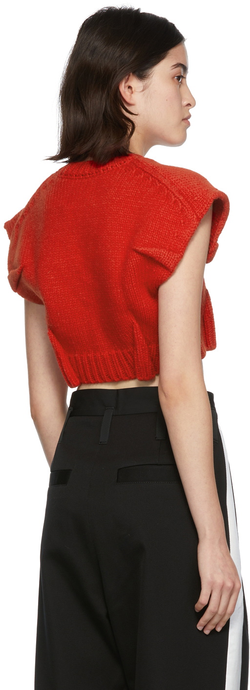 Meryll Rogge Red V-Neck Cropped Knit Vest