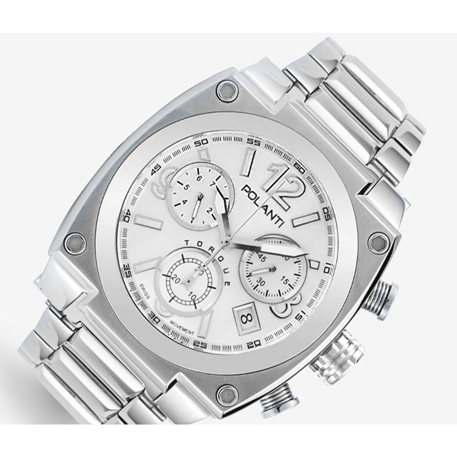 Polanti Torque Ii Chrono Chronograph White Dial Mens Watch PLT2003-SWT ...