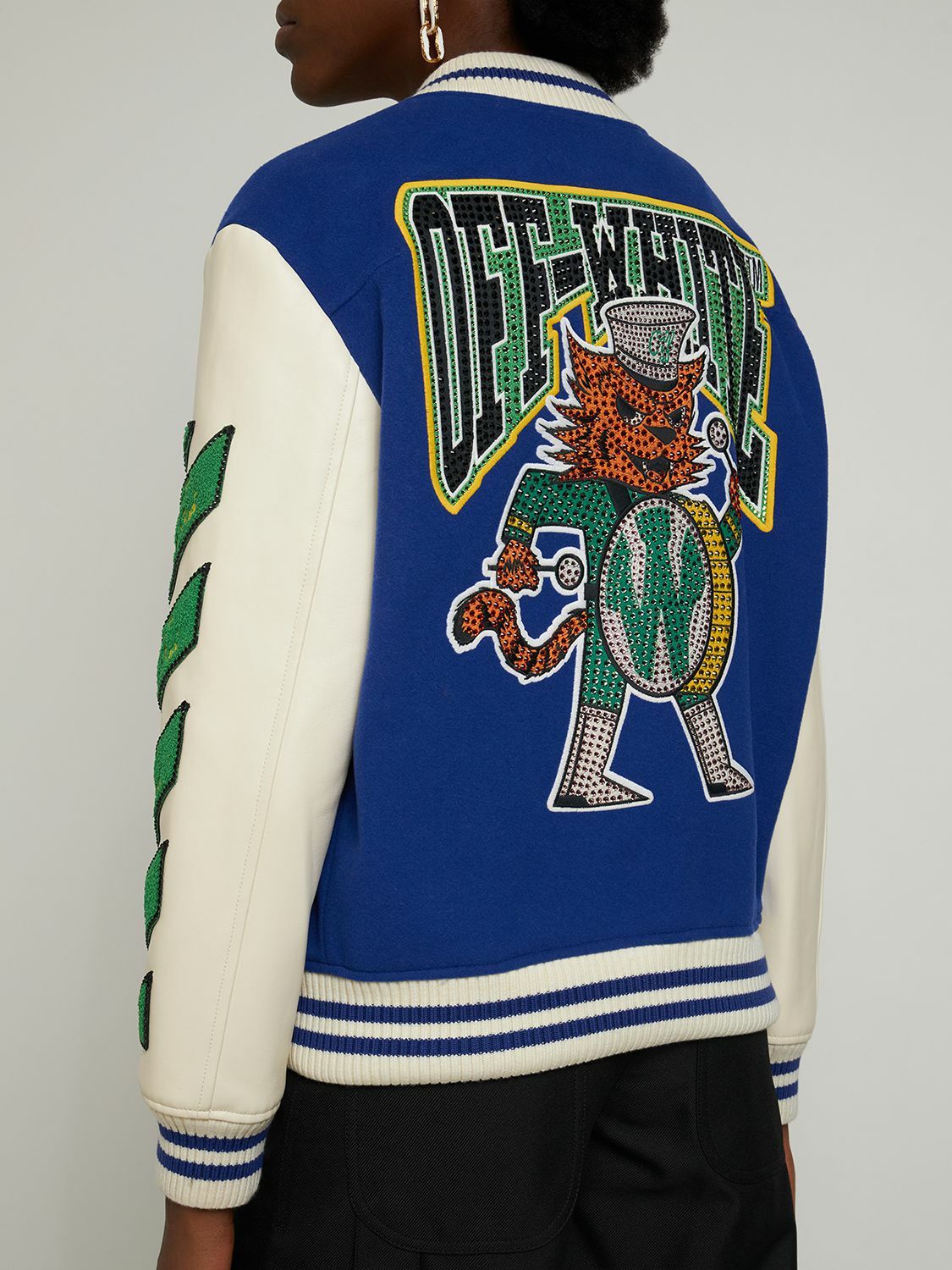 OFF-WHITE - Embroidered Patches Varsity Jacket Off-White