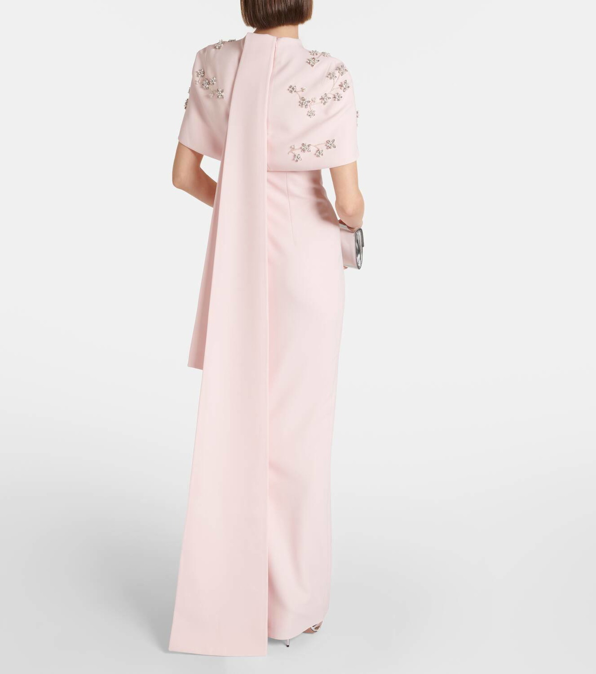 Safiyaa Embellished caped crêpe gown Safiyaa