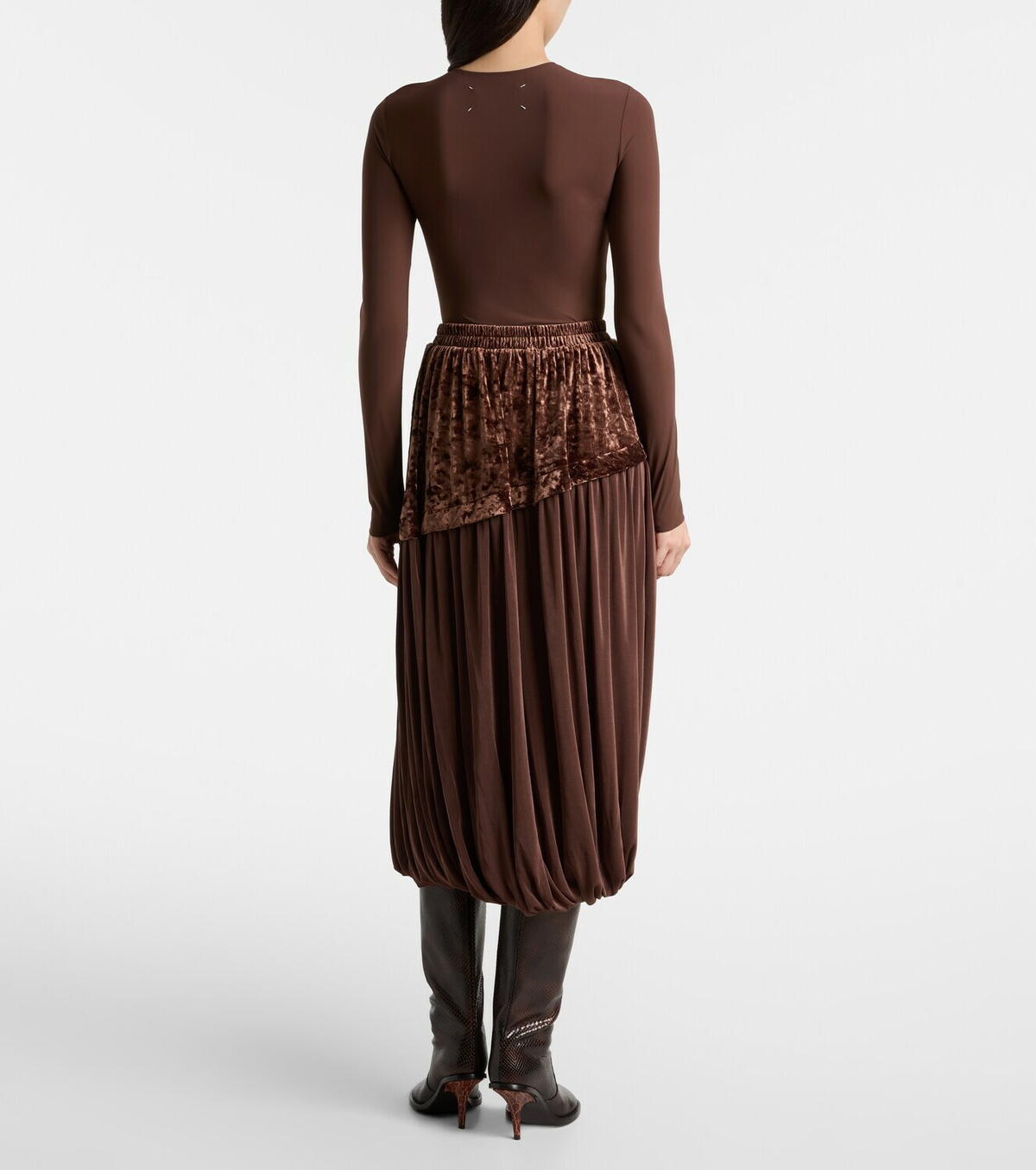 Xu Zhi Jersey and velvet midi skirt Xu Zhi