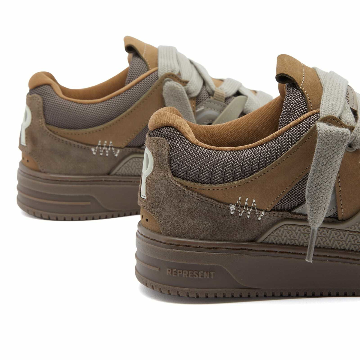 Represent Men's Bully Leather Sneakers in Washed Taupe Represent