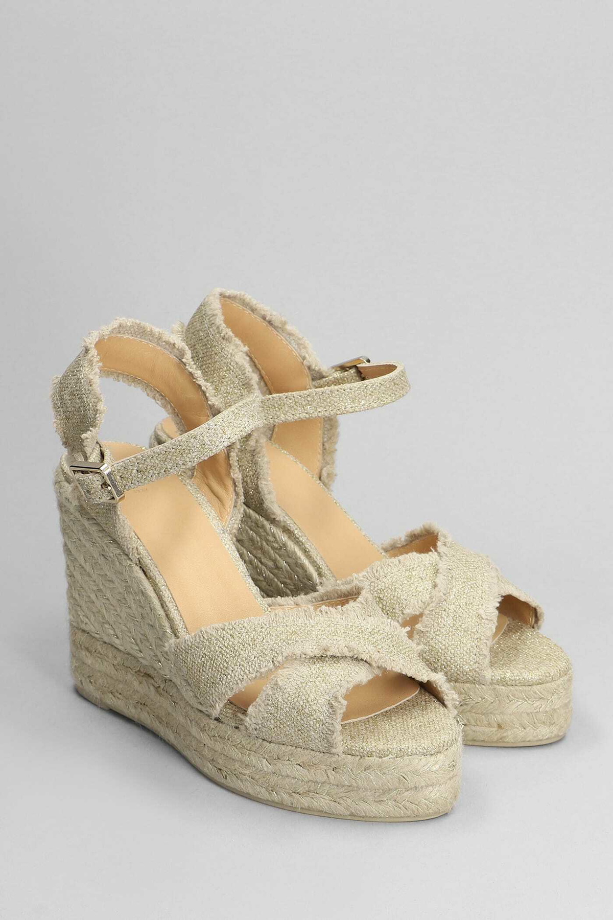 Castañer Bromelia-8ed-032 Wedges In Gold Canvas Castaner