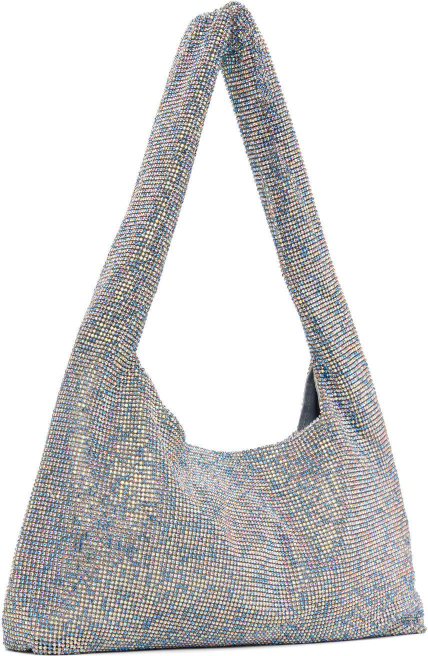 KARA Blue Crystal Mesh Armpit Bag Kara