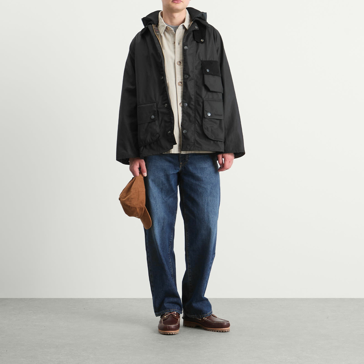 Barbour Men's Heritage + Modified Solway Wax Jacket in Black Barbour