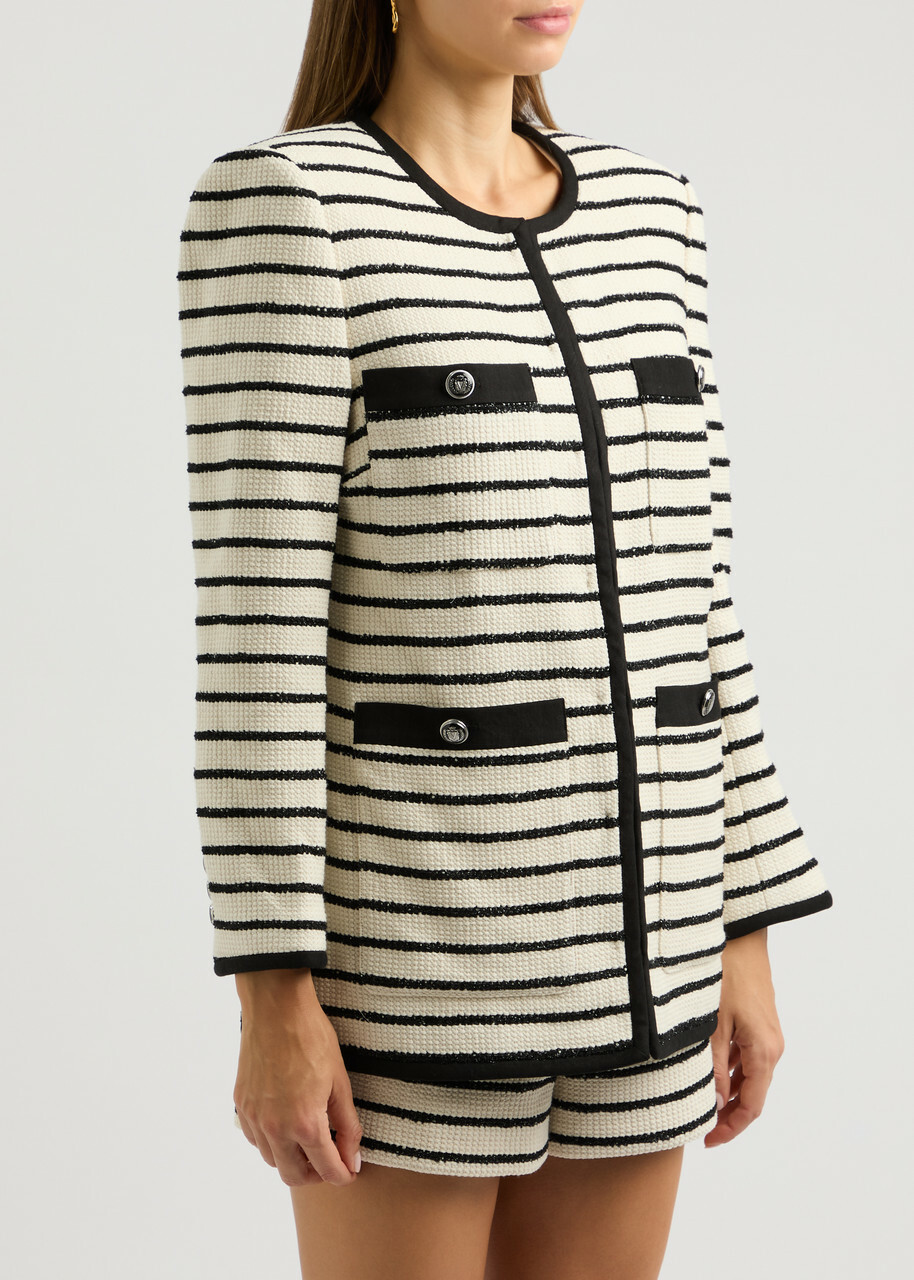 Veronica Beard Foster Dickey Striped Cotton-blend Jacket Black Veronica ...