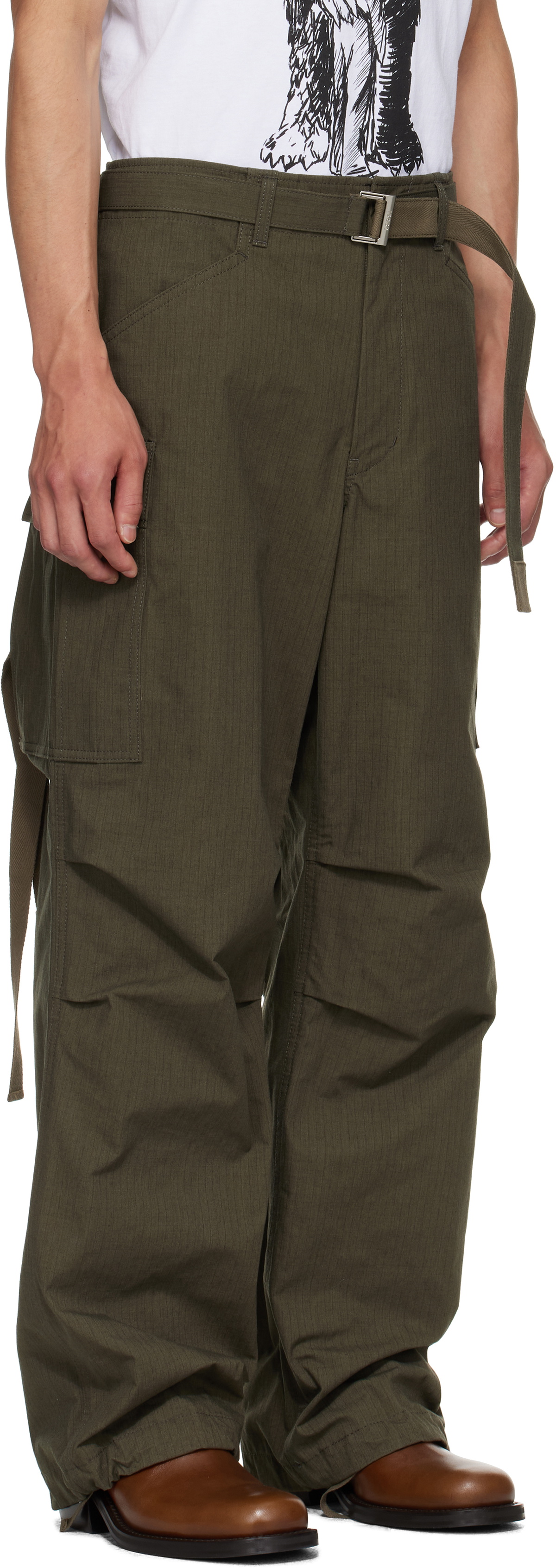 sacai Khaki Ripstop Cargo Pants Sacai