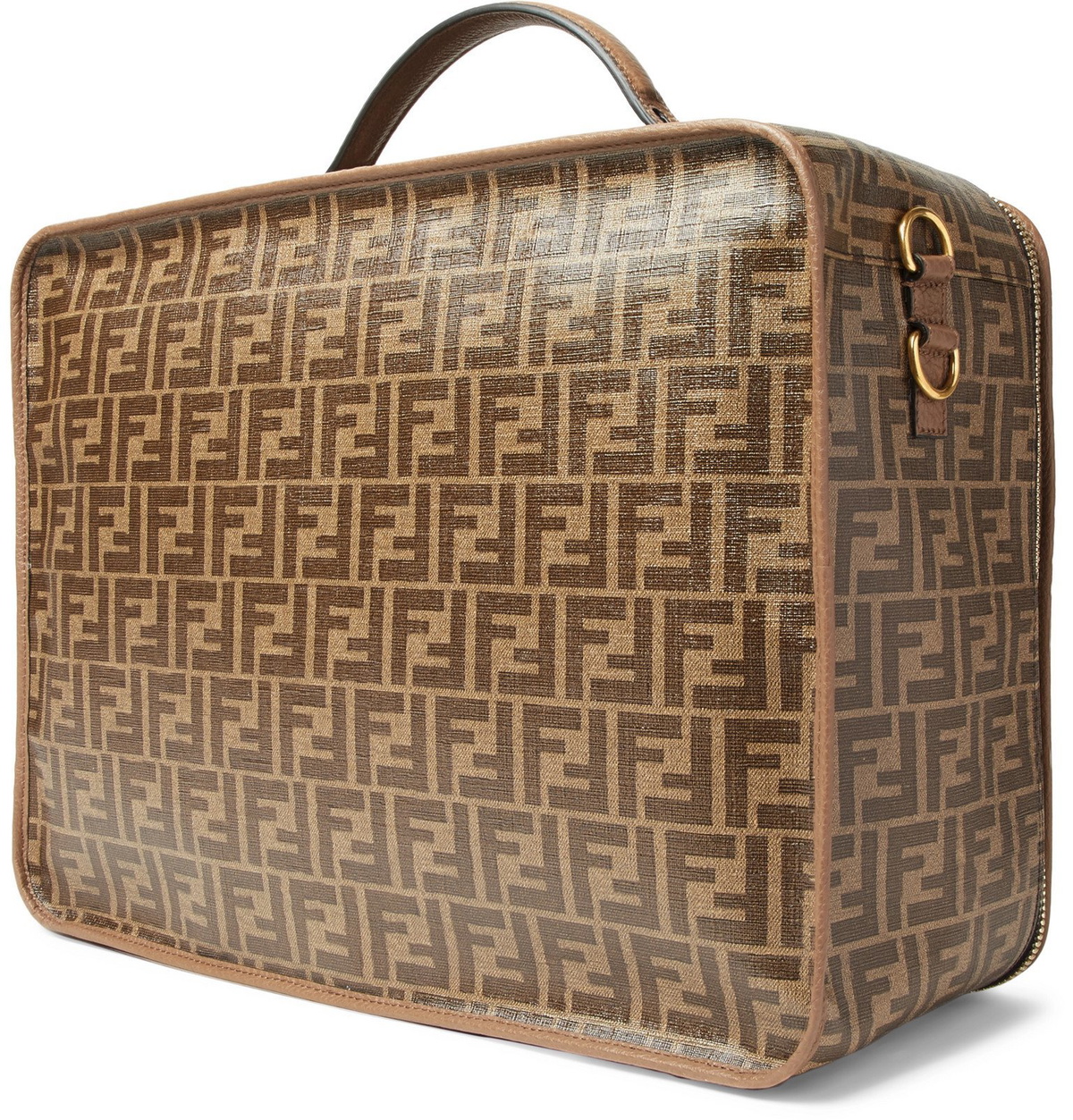 Fendi - Leather-Trimmed Logo-Jacquard Coated-Canvas Travel Case - Brown ...